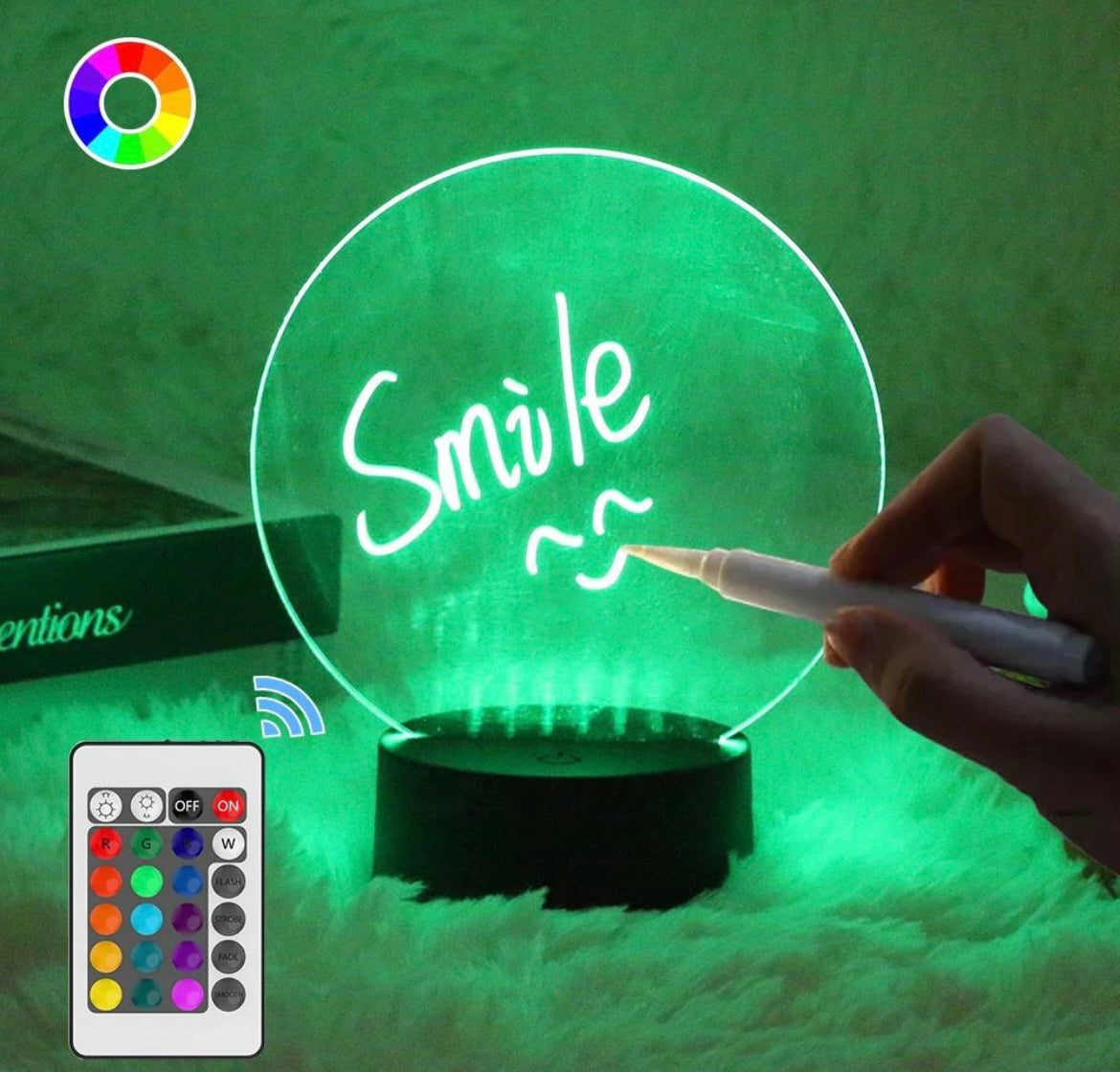 Erasable Writing Board Creative DIY RGB LED Memo Message Luminous Note ...
